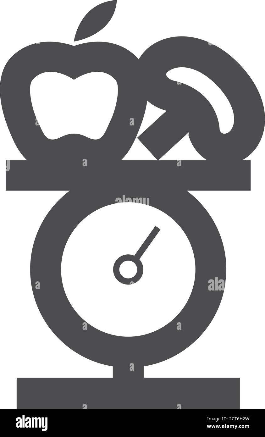 Food scale icon in thick outline style. Black and white monochrome ...