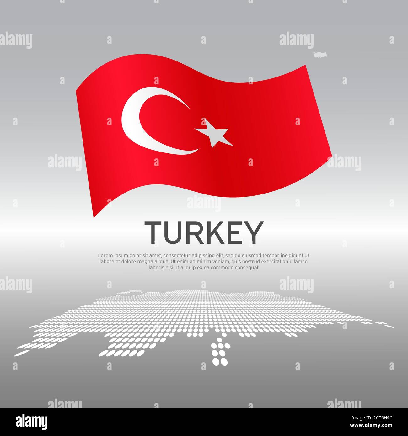 Turkey wavy flag and mosaic map on light background. Creative ...