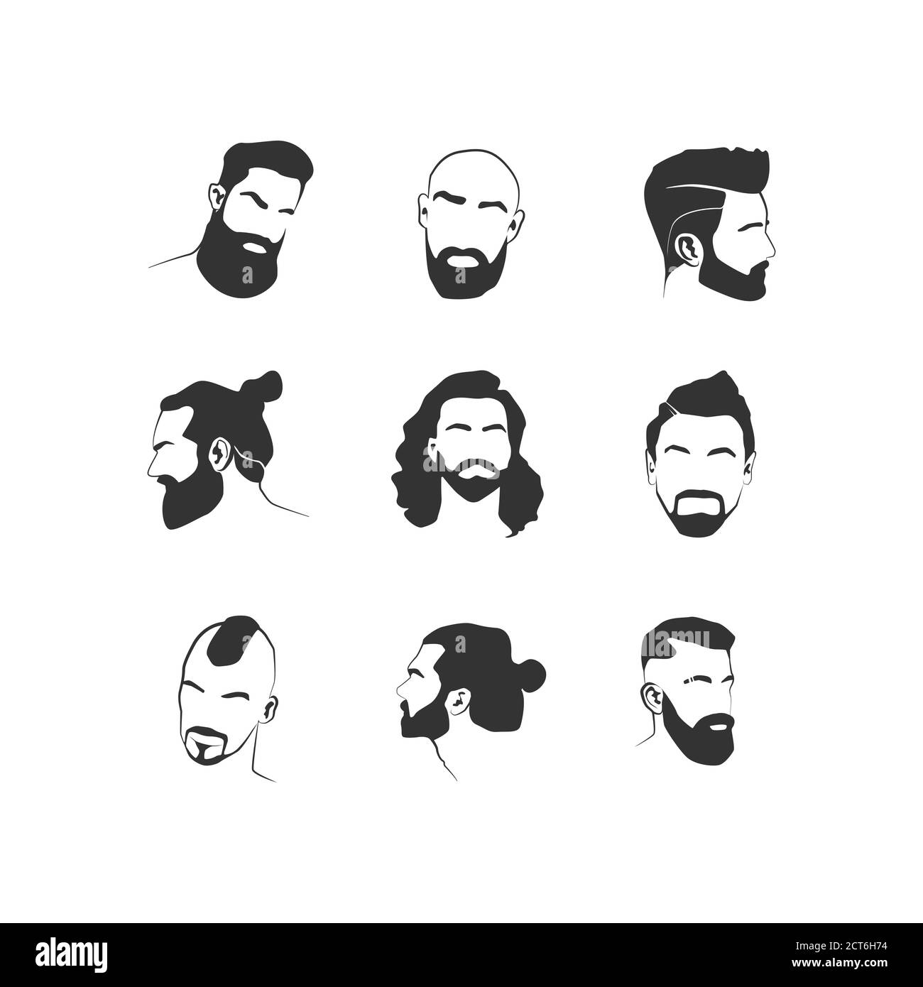 Vector icons for logo, barbershop. Men's hairstyles, beard and mustache ...