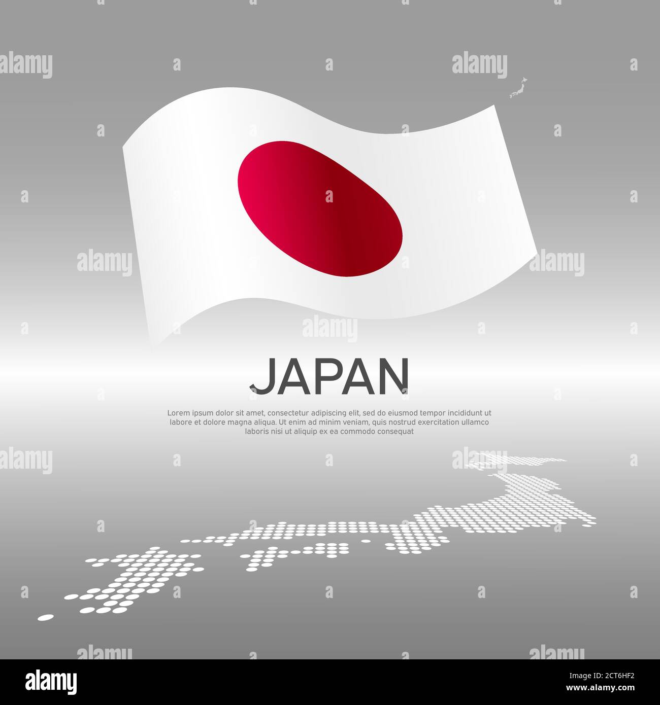 Japan wavy flag and mosaic map on light background. Creative background ...