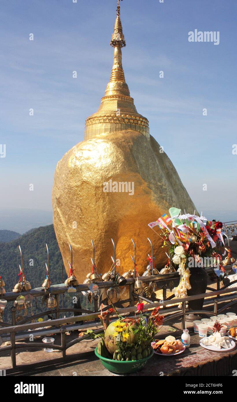 Kyaiktiyo pagoda or Golden rock pagoda, a Buddhist pilgrimage site in ...