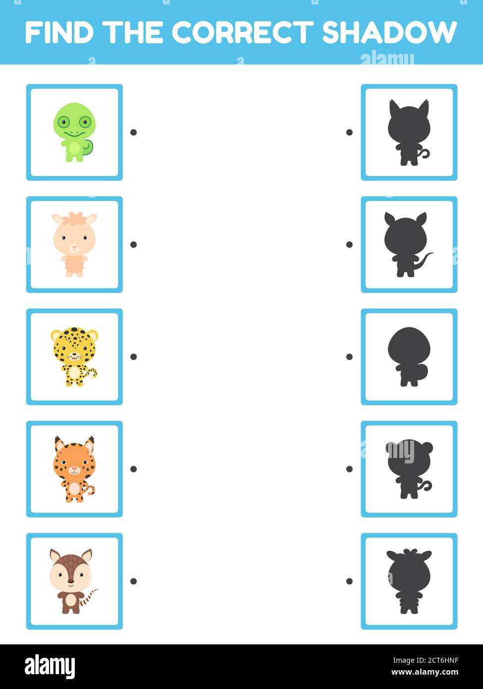 Game template find correct shadow. Matching game for children with cute ...
