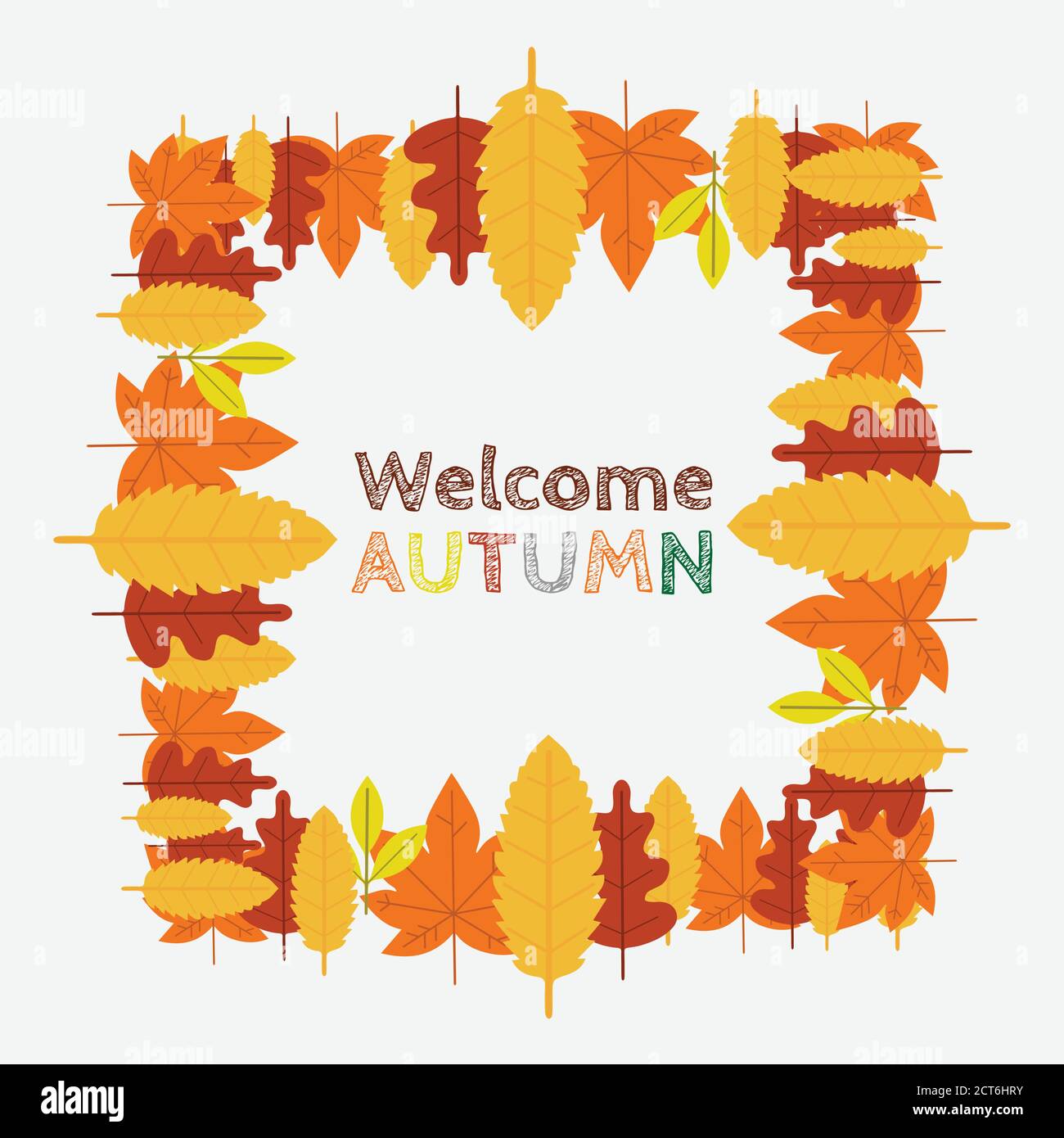 Welcome autumn vector background.Autumn season maple and oak leaves ...