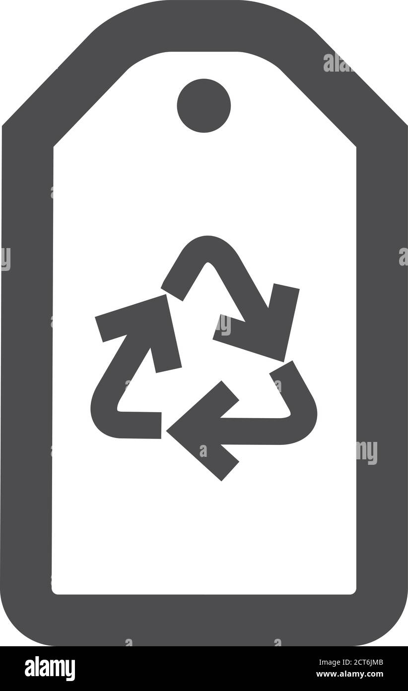 Recycle label icon in thick outline style. Black and white monochrome ...