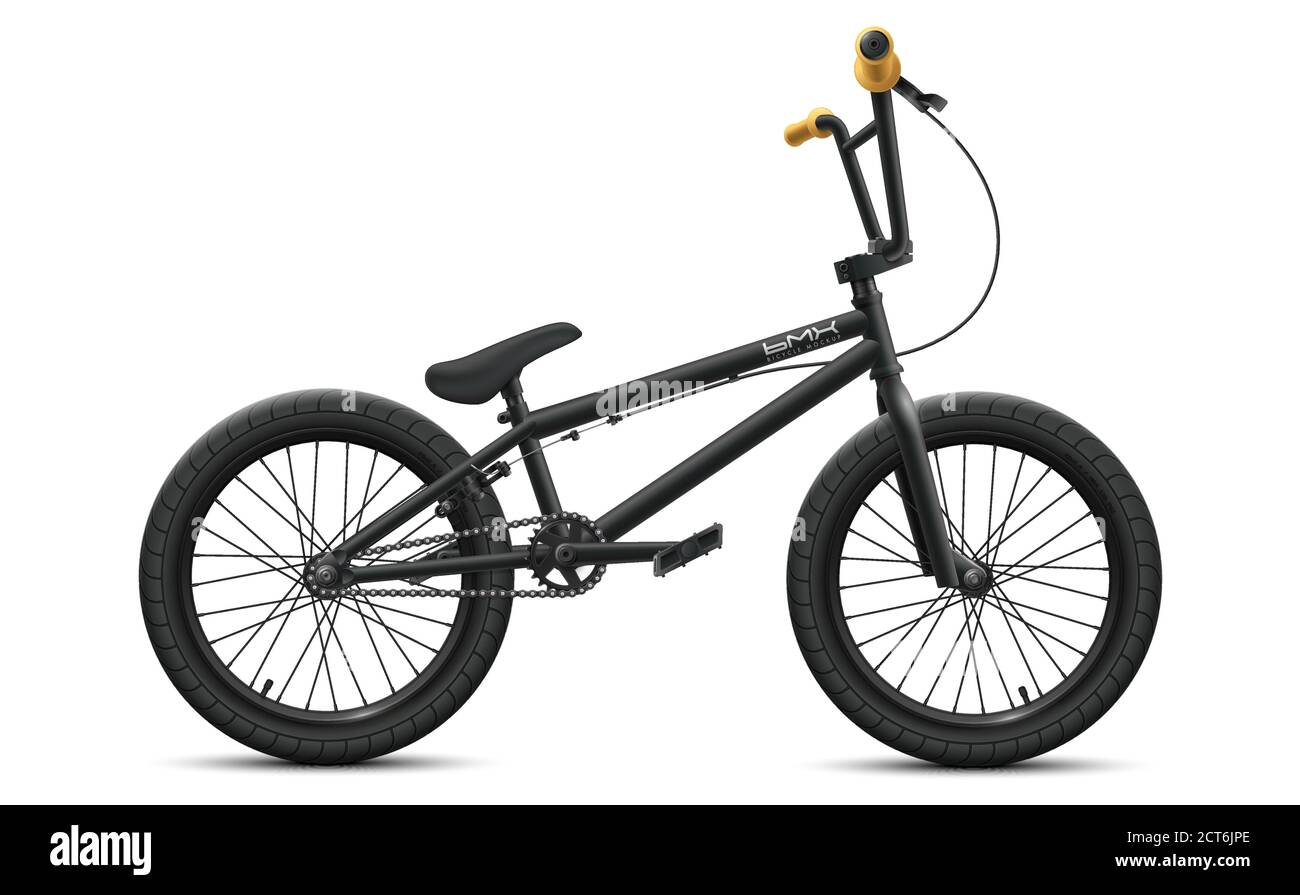 Black BMX bicycle mockup - right side view. Vector illustration of ...