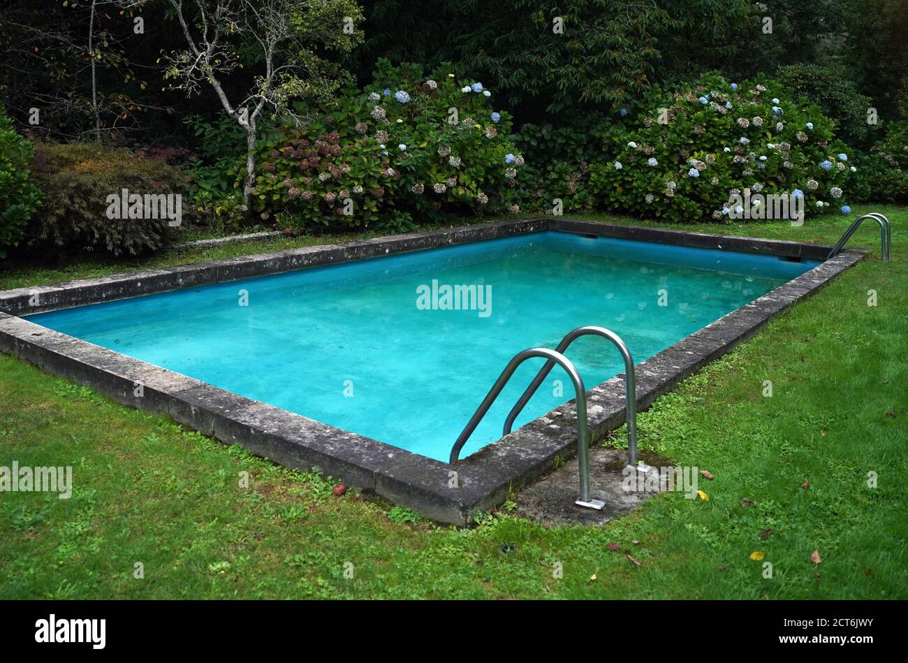 swimming pool in the garden Stock Photo - Alamy