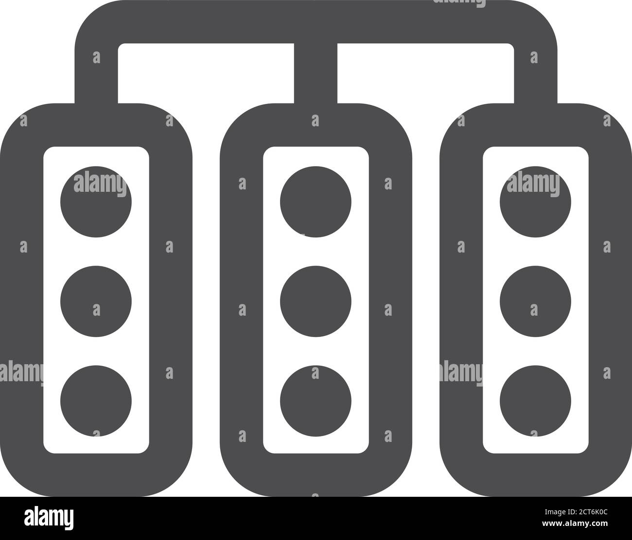 Red light sign icon in thick outline style. Black and white monochrome ...