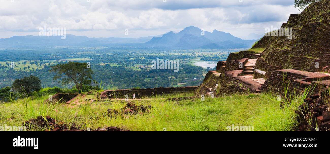 Ruins of King Kassapa's Palace in front of the view from of Sigiriya ...