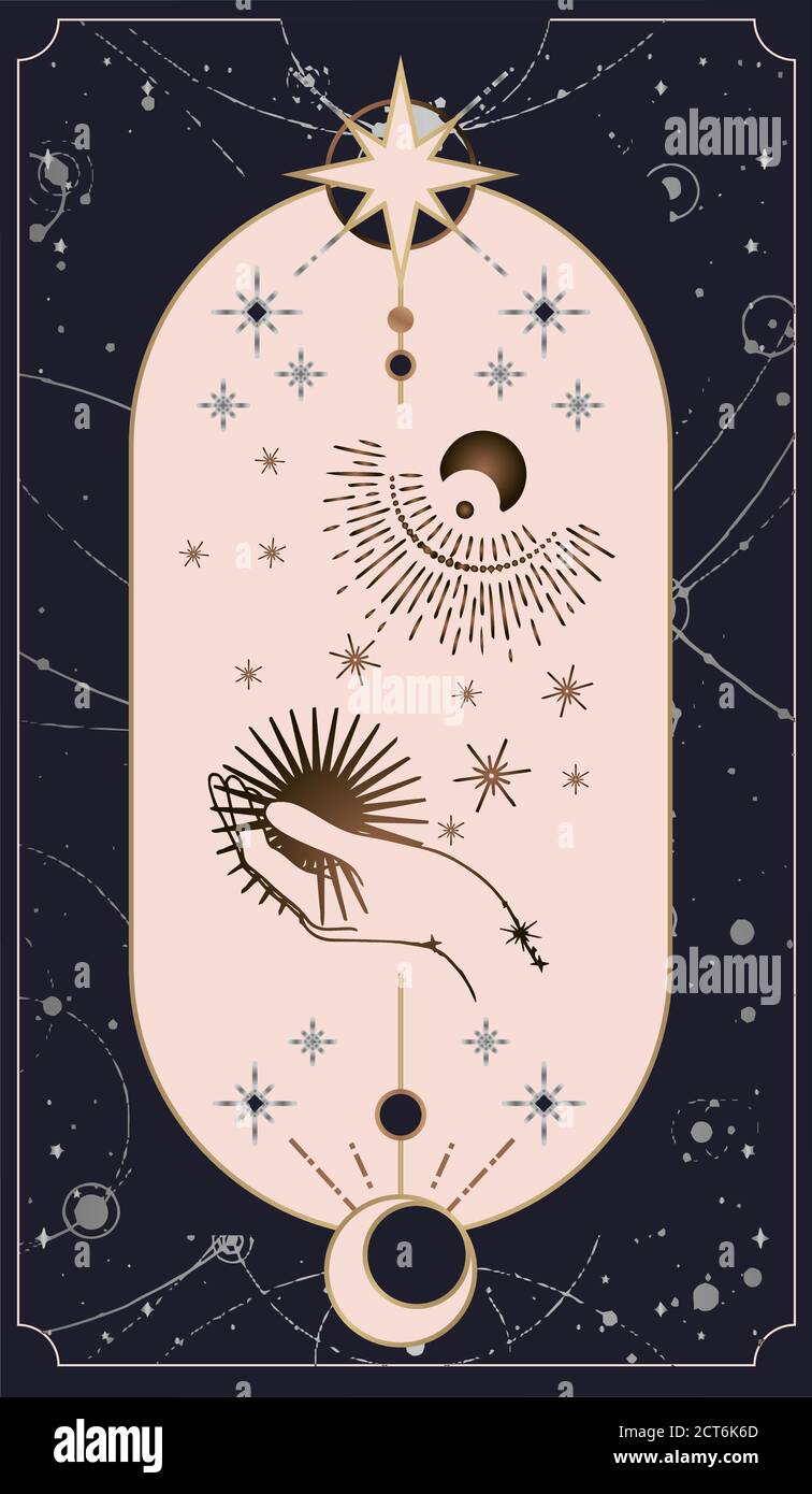 moon and sun Hands, Vintage Fortune Teller Hand with palm reading chart ...