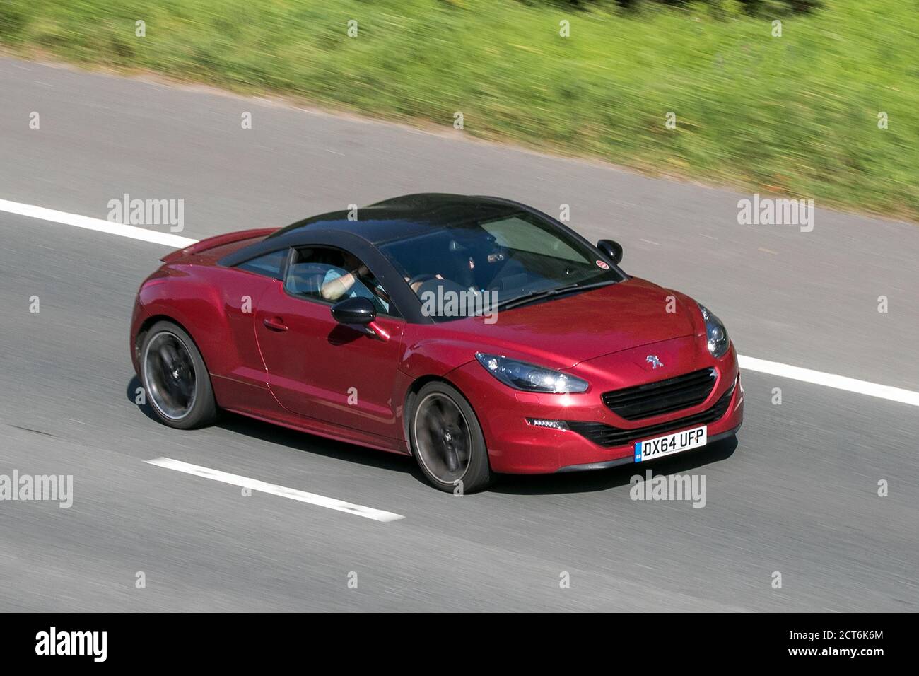 2014 Peugeot Rcz Red Carbon Thp Red Car Coupe Petrol driving on the M6 ...