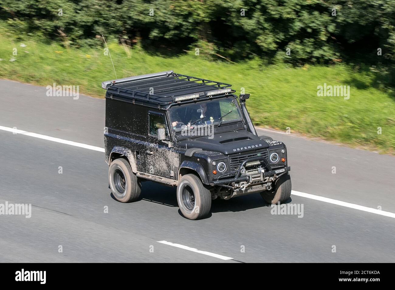 90s Land Rover 90 Defender Turbo Diesel Grey LCV Hardtop Van driving on ...