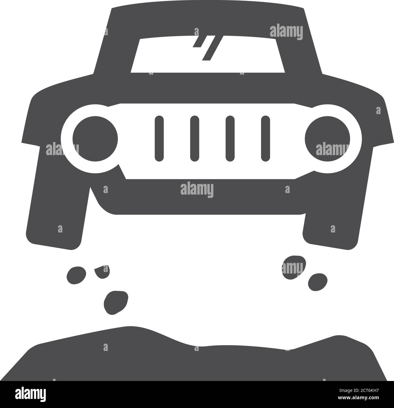 Rally car icon in thick outline style. Black and white monochrome ...
