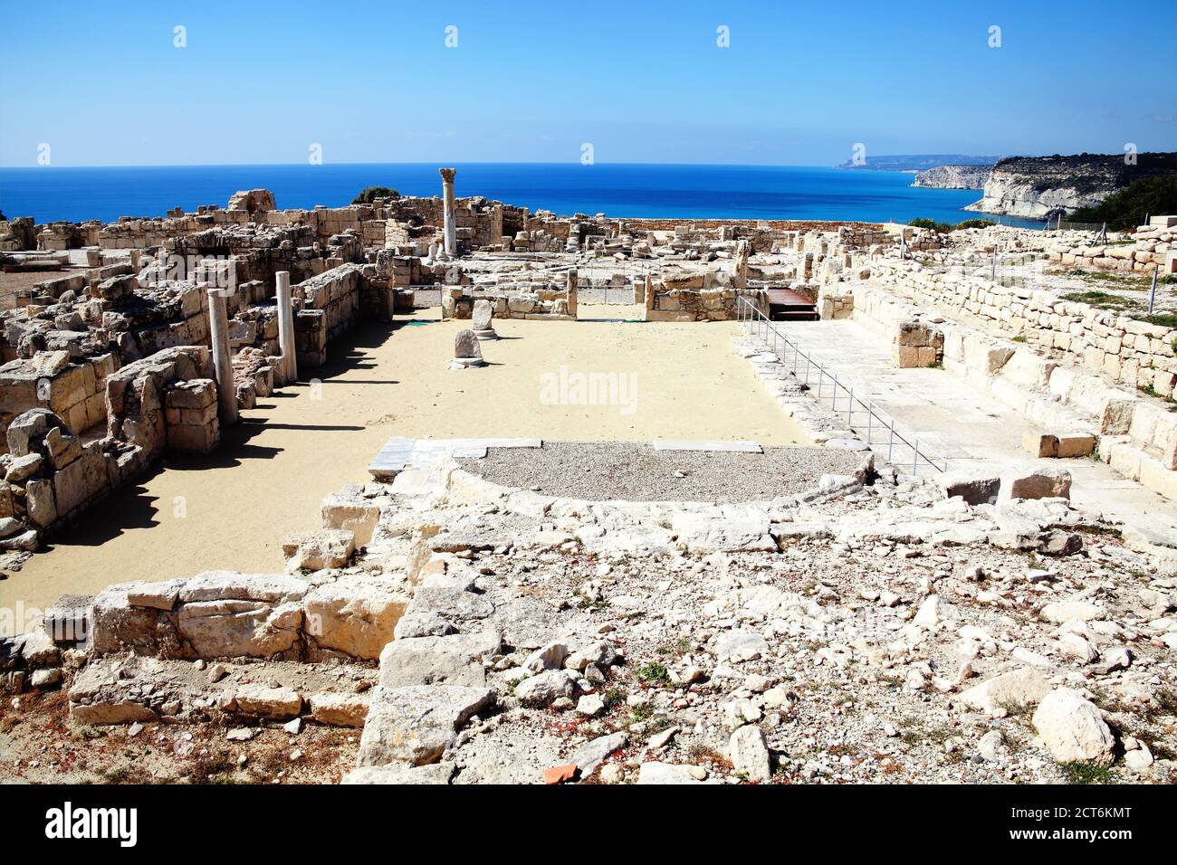 4th century Roman ruins at Nea Paphos Cyprus looking out to the ...