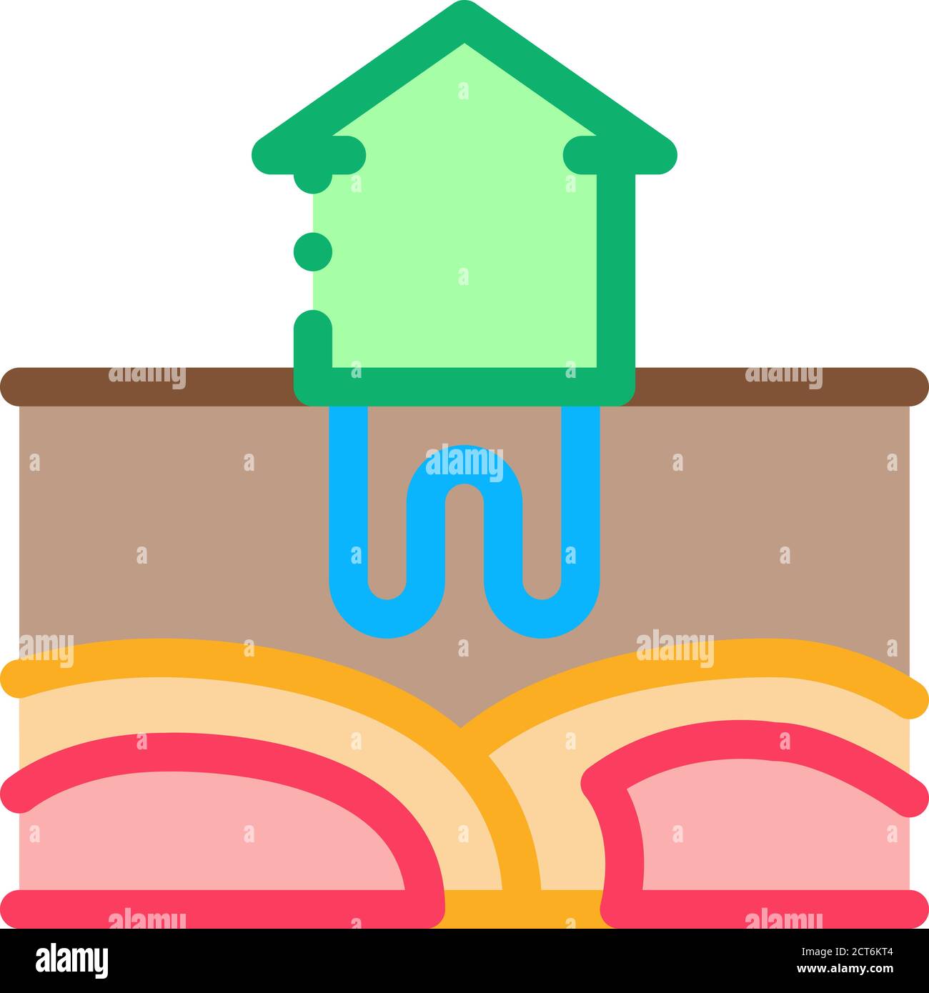 house geothermal heating energy icon vector outline illustration Stock ...