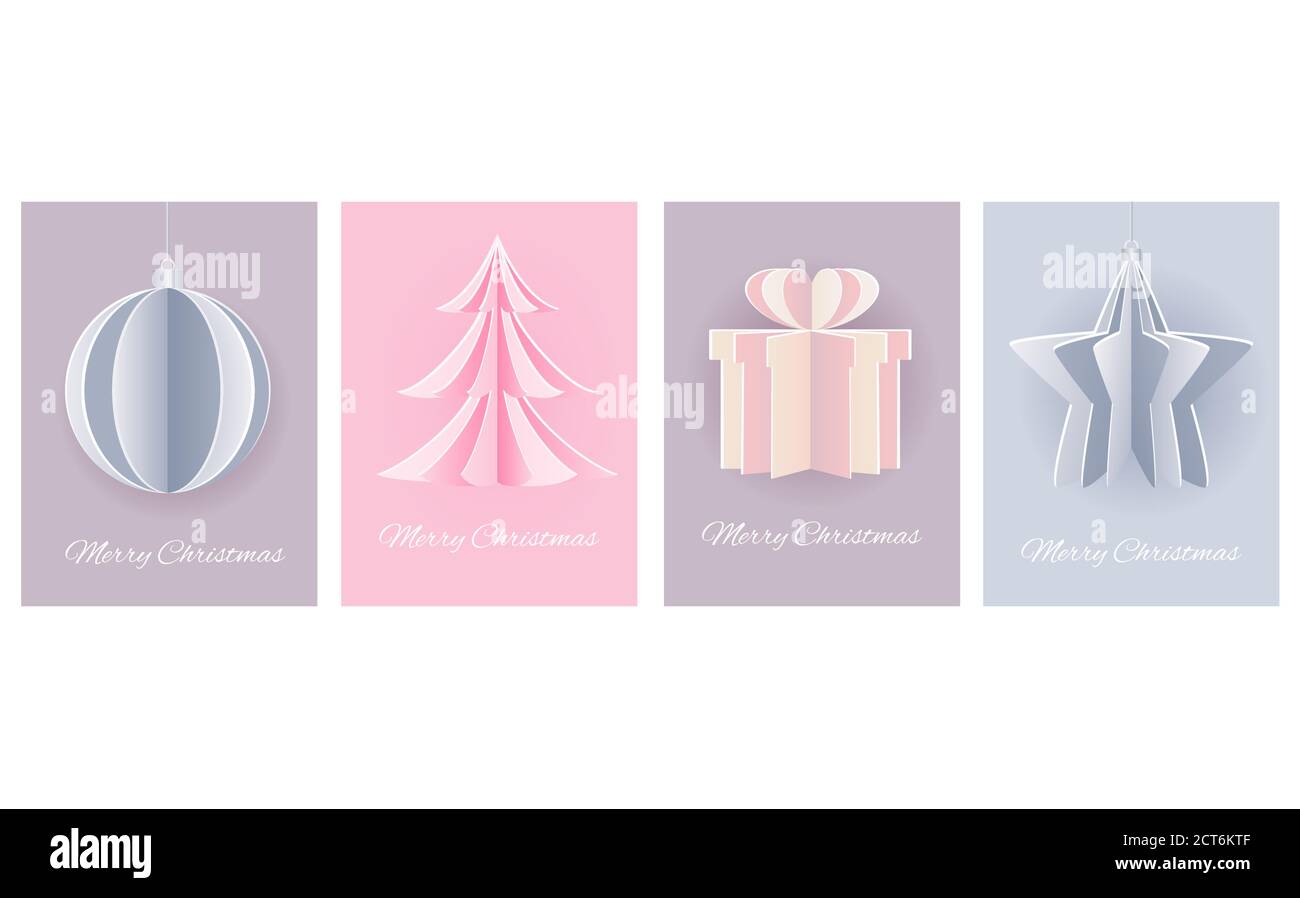 Set of Christmas vertical gift tag, badge, sticker in retro style ...