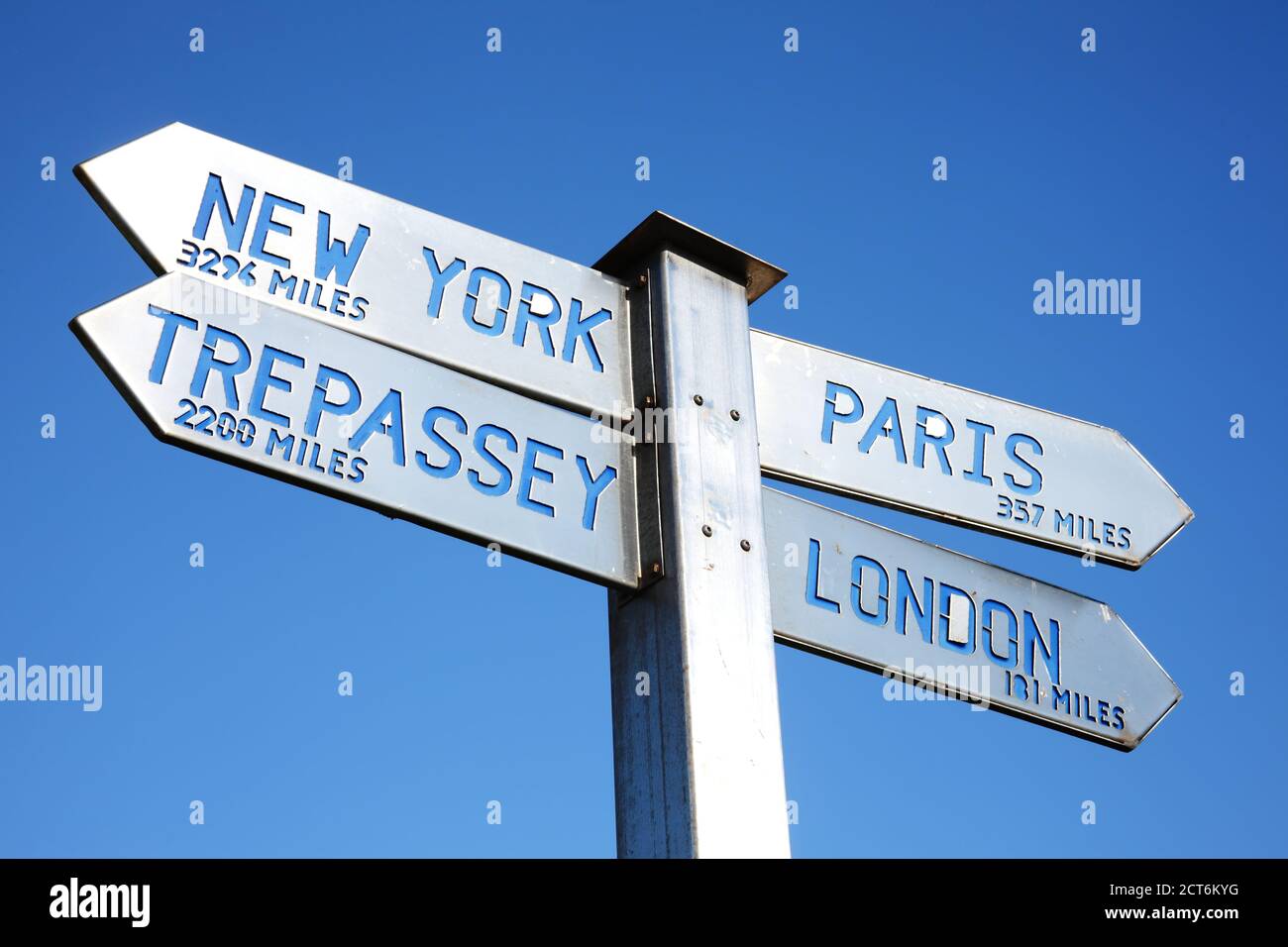 Retro street signpost a memorial to Amelia Earhart at Burry Port ...