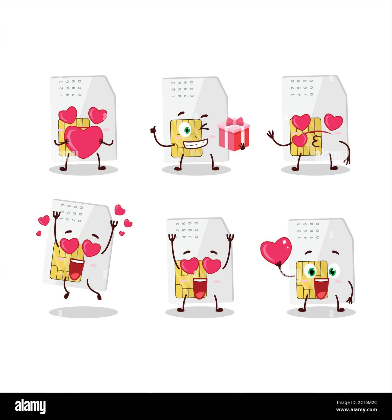 Sim card cartoon character with love cute emoticon Stock Vector Image ...