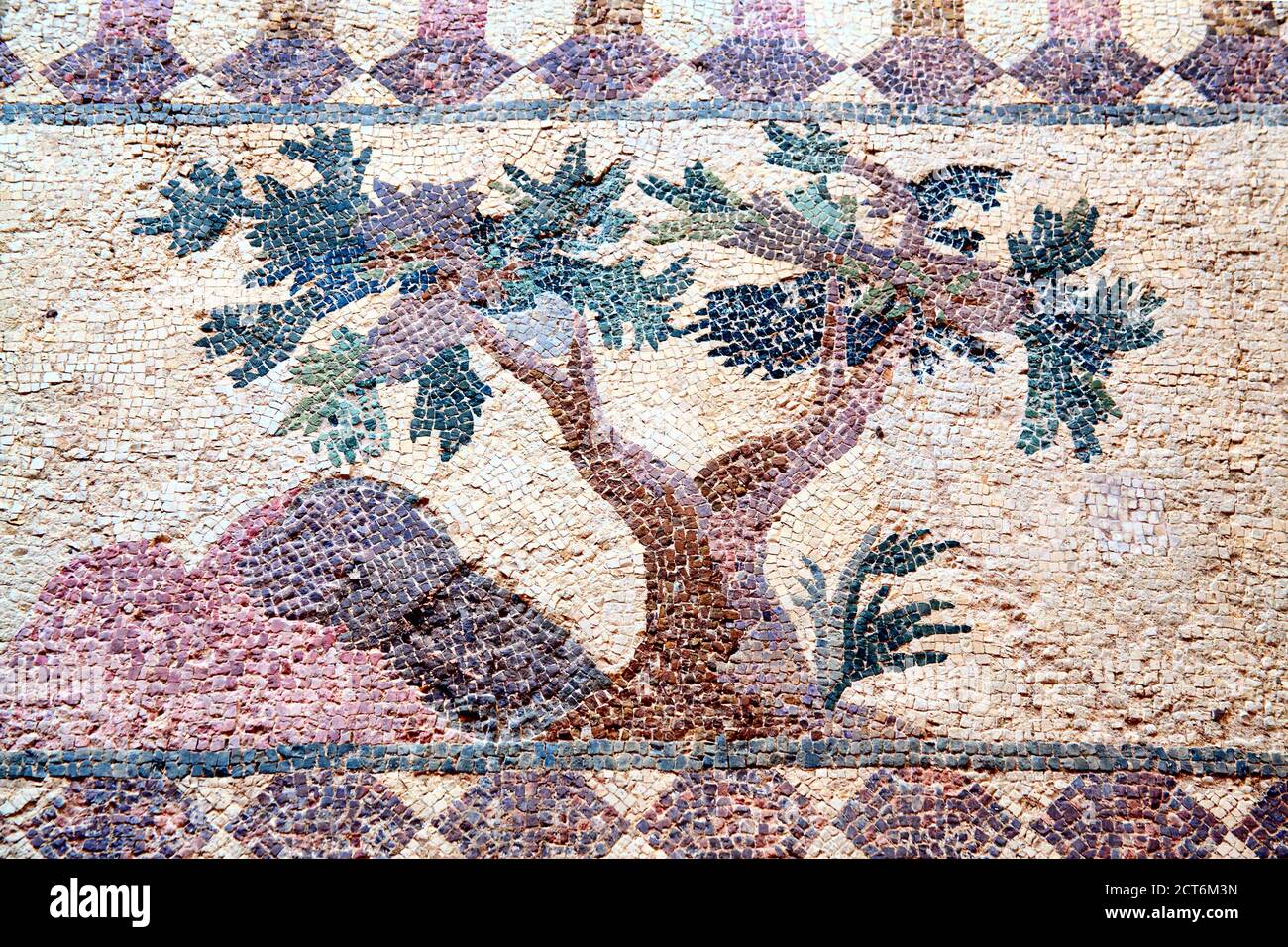 Tree from a 4th century Roman mosaic at Paphos Cyprus stock photo image ...