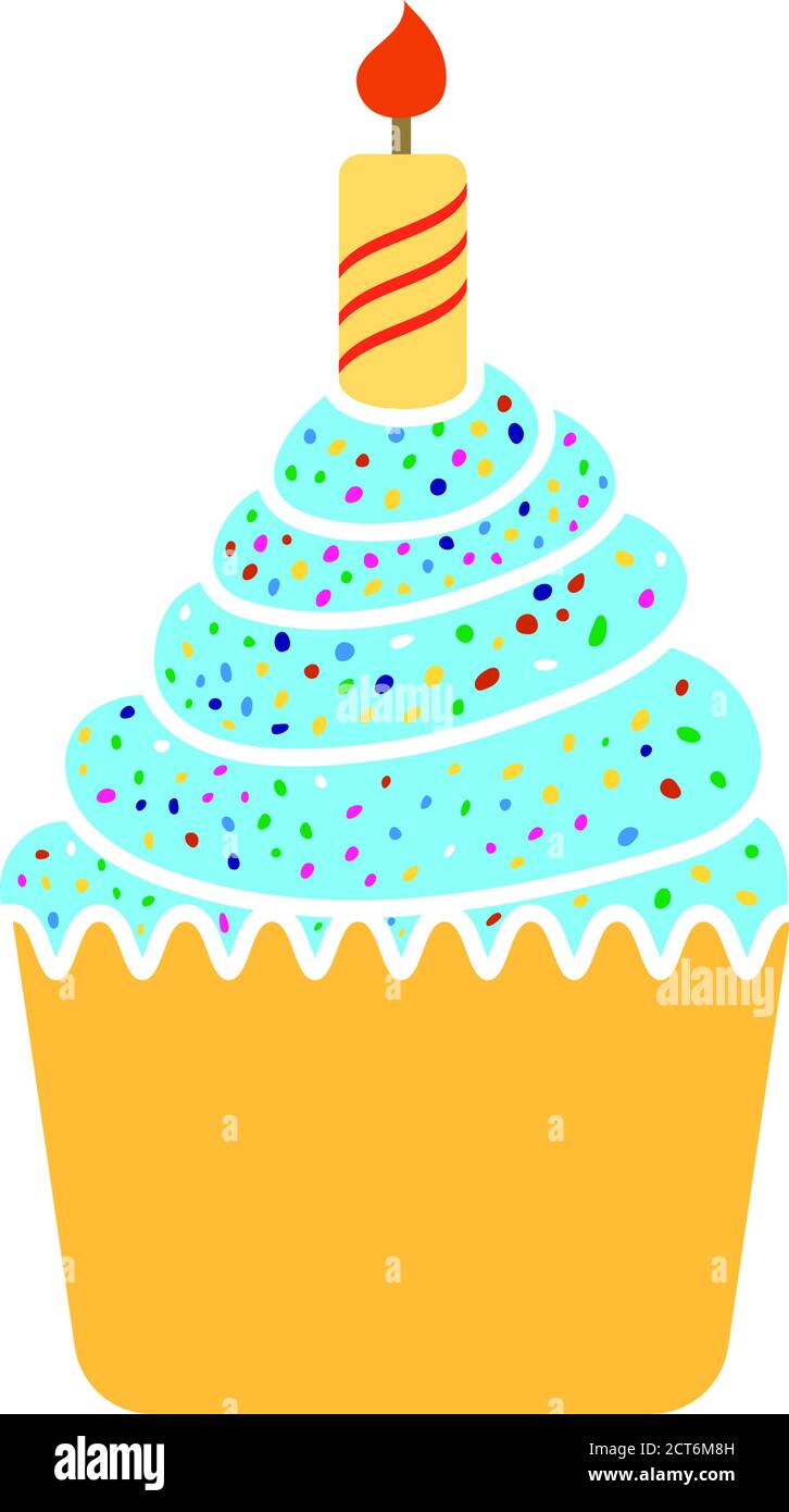 First Birthday Cake Icon. Flat Color Design. Vector Illustration Stock ...