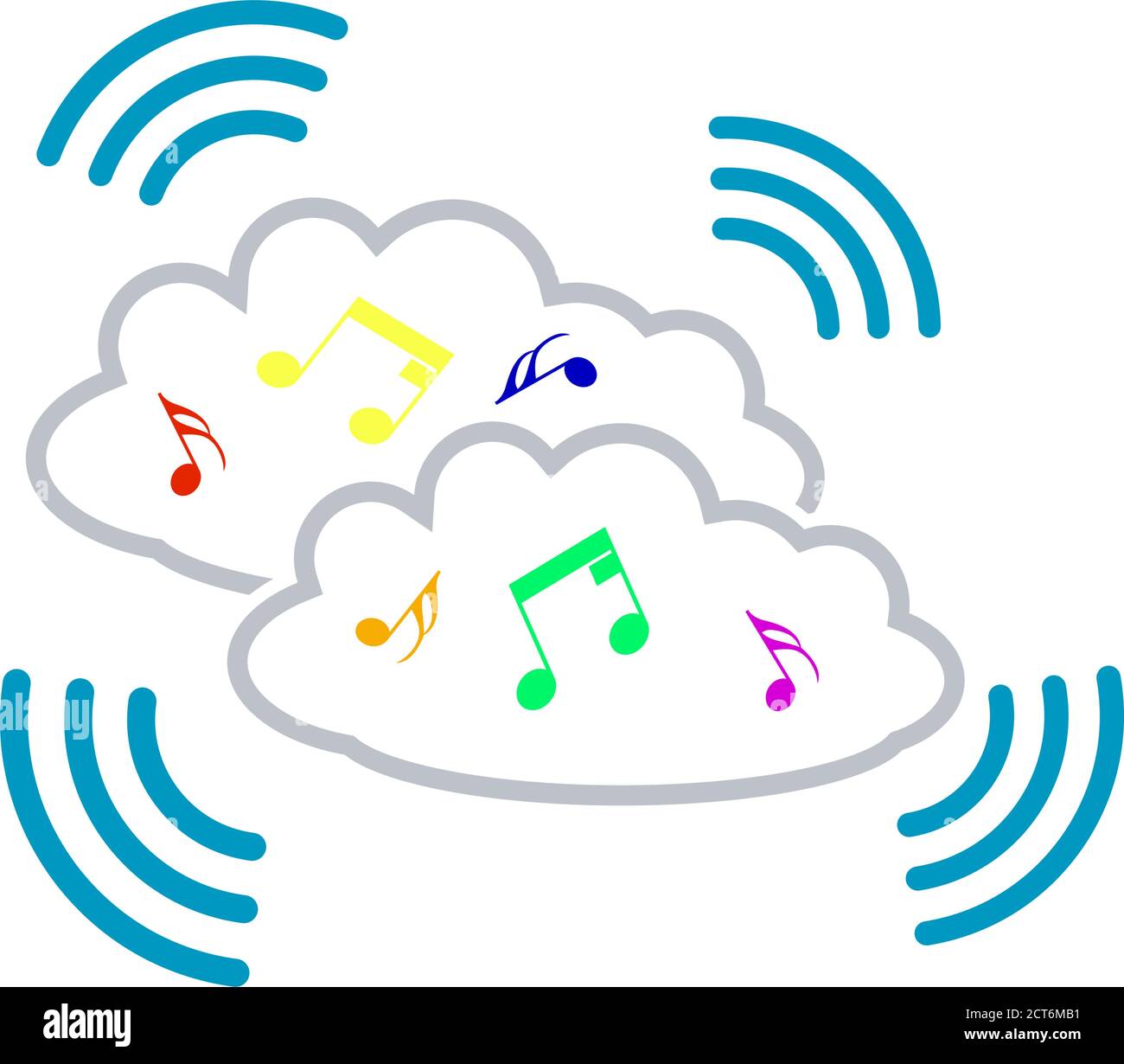 Music Cloud Icon. Flat Color Design. Vector Illustration Stock Vector ...