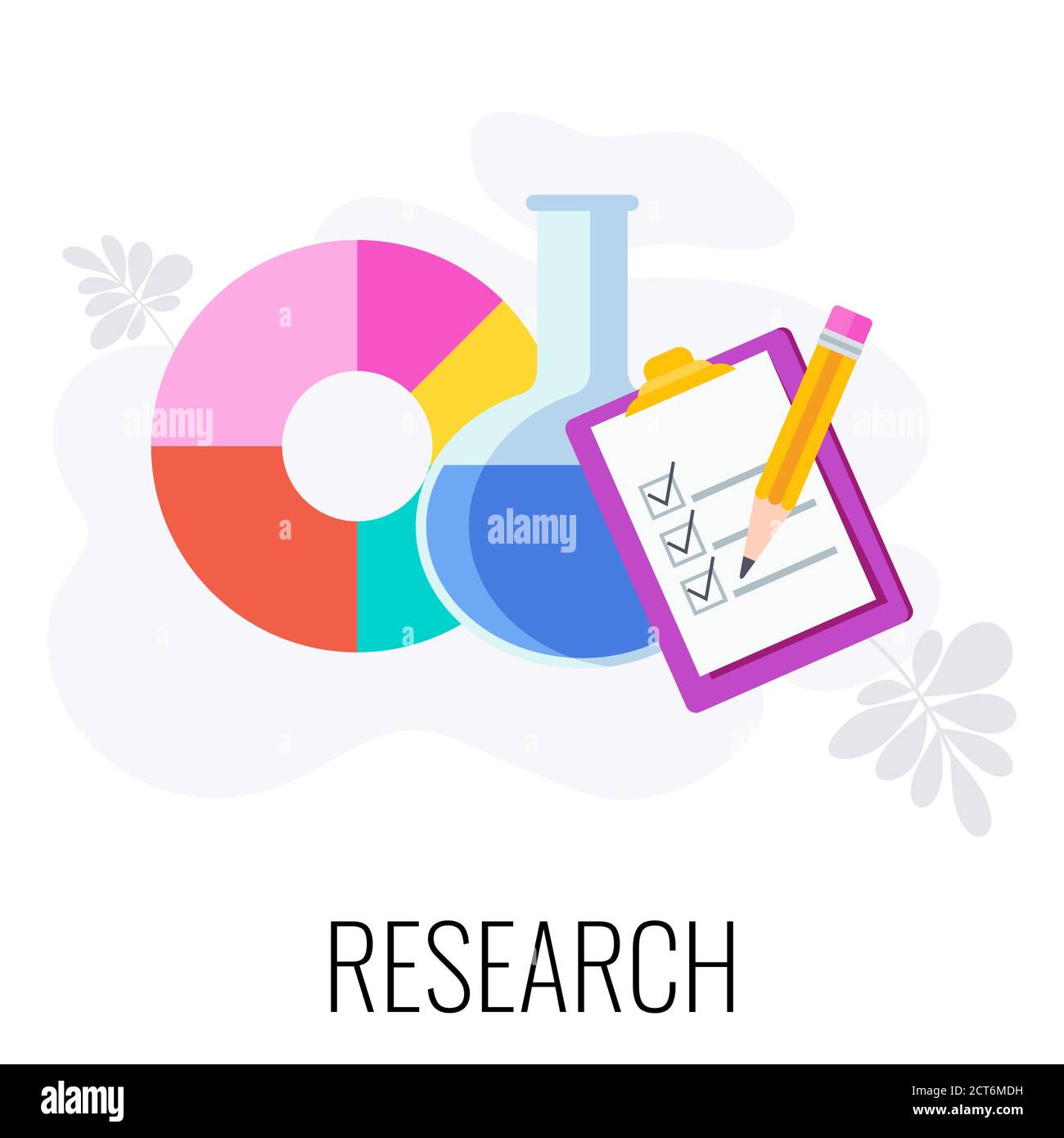 Research Infographics Icon. Flat vector illustration on white ...