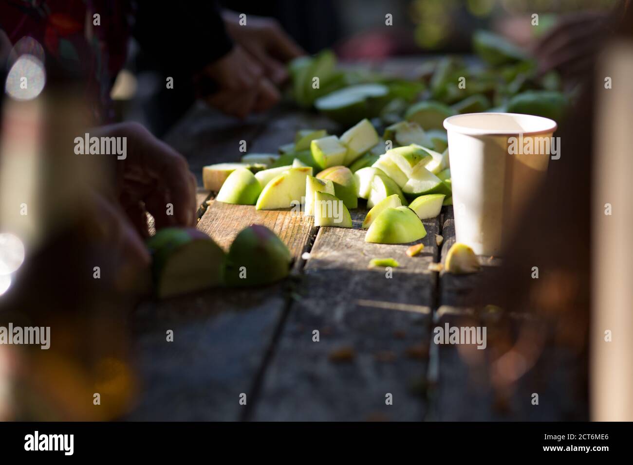 Chopped apples in the orchard Stock Photo - Alamy