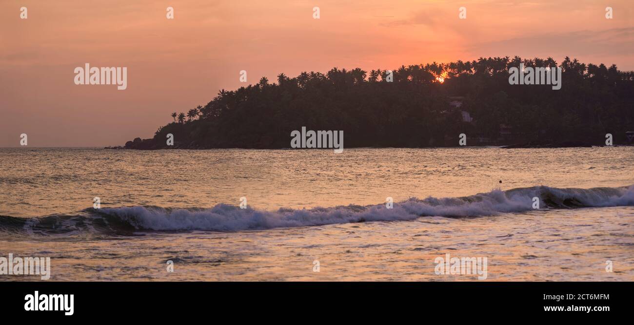 Mirissa Beach at sunset, South Coast of Sri Lanka, Southern Province ...