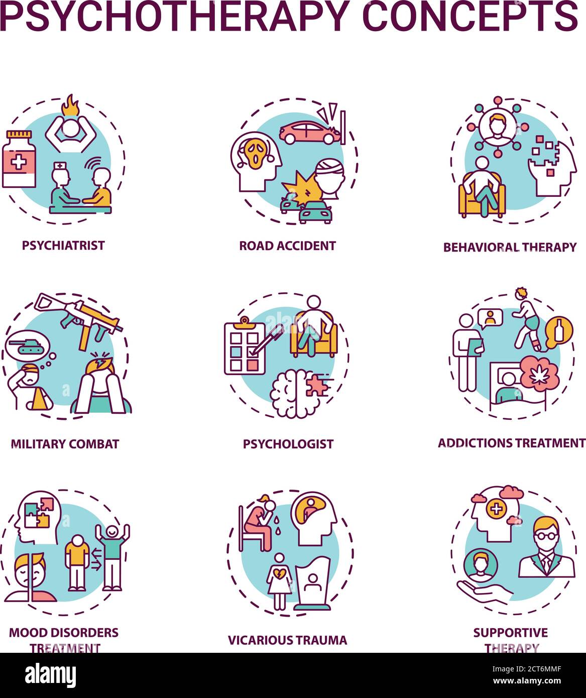Psychotherapy concept icons set Stock Vector Image & Art - Alamy