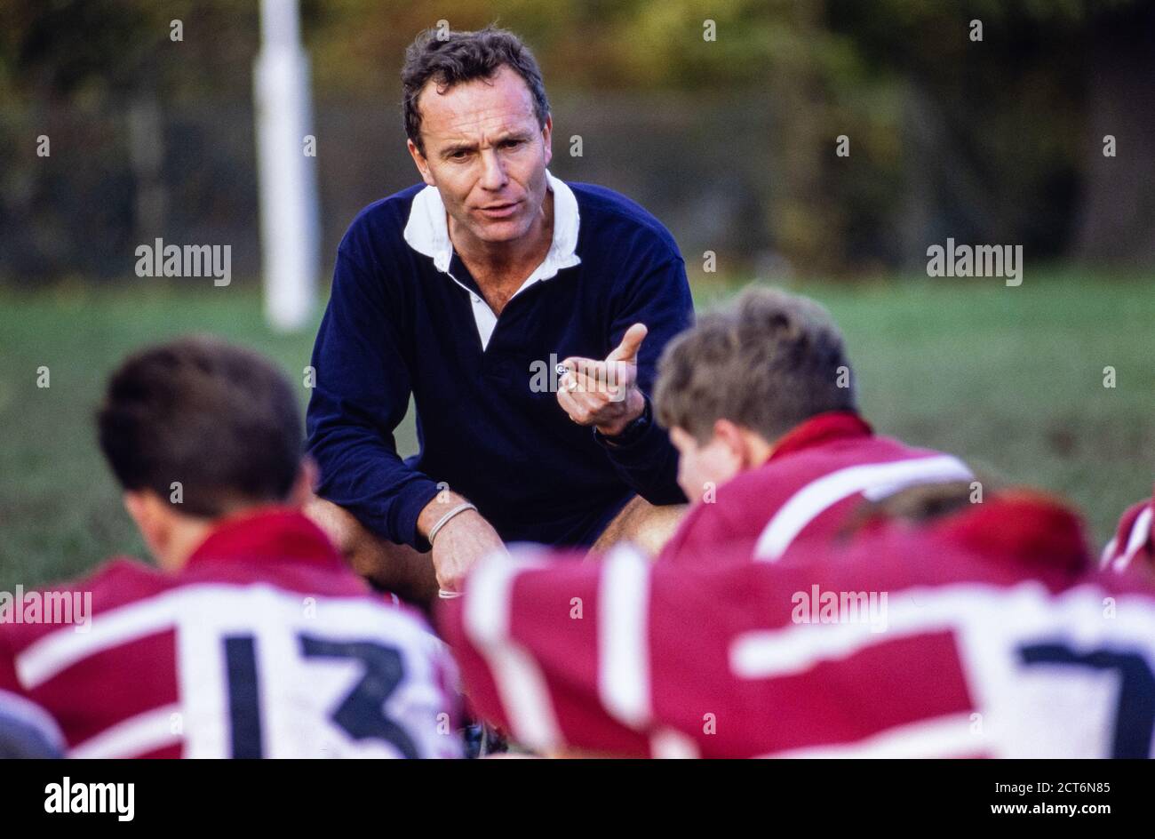 A teacher coaching his side during a rugby match at Langley Park Boys ...