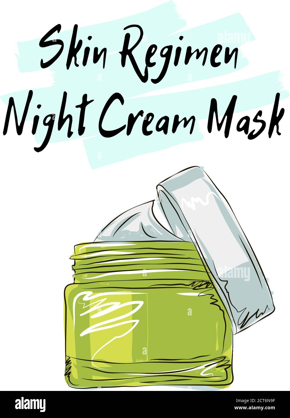 Skin Regimen Night Cream Mask Sketch Of Cosmetics Stock Vector Image