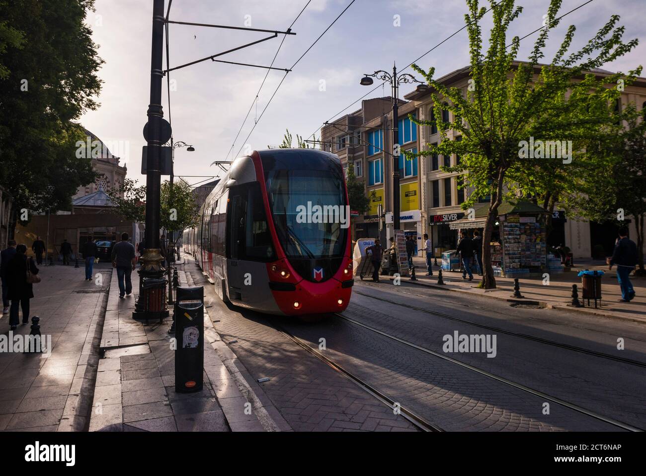 A tram on metro line T1, public transport system in Istanbul, Turkey ...