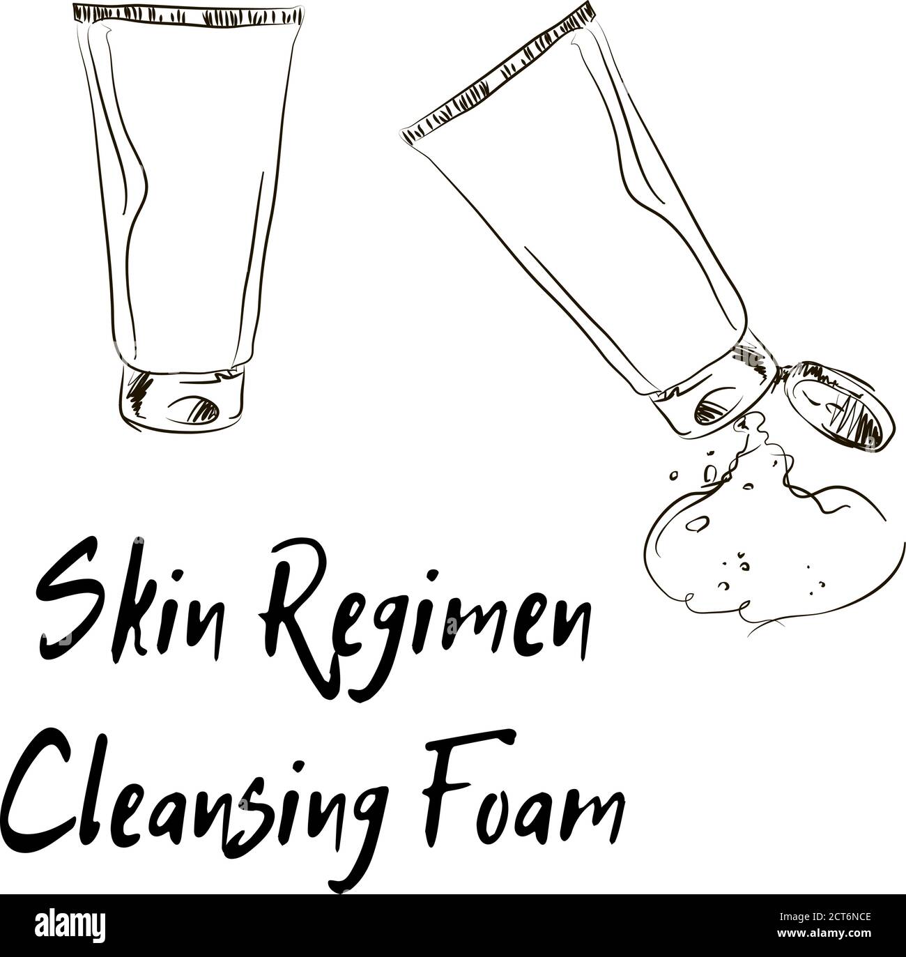 Skin Regimen Cleansing Foam Sketch Of Cosmetics Stock Vector Image