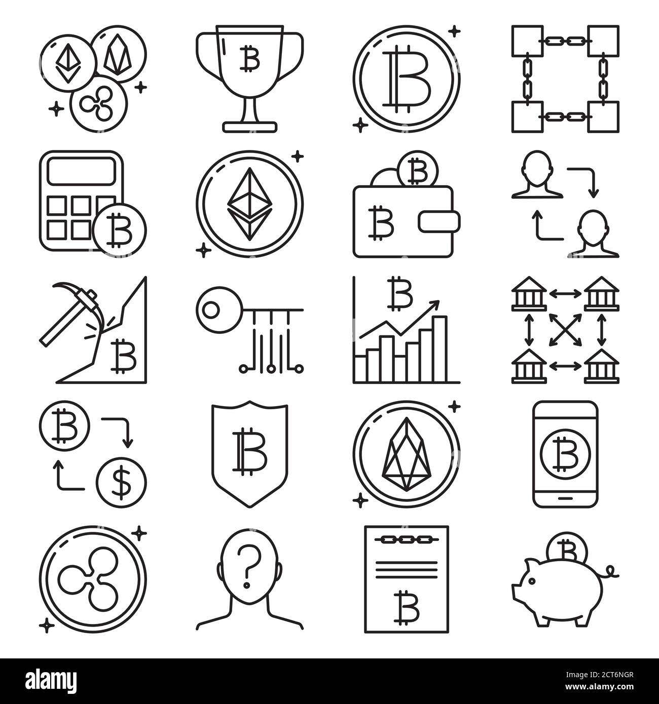 Set blockchain technology line Cut Out Stock Images & Pictures - Alamy