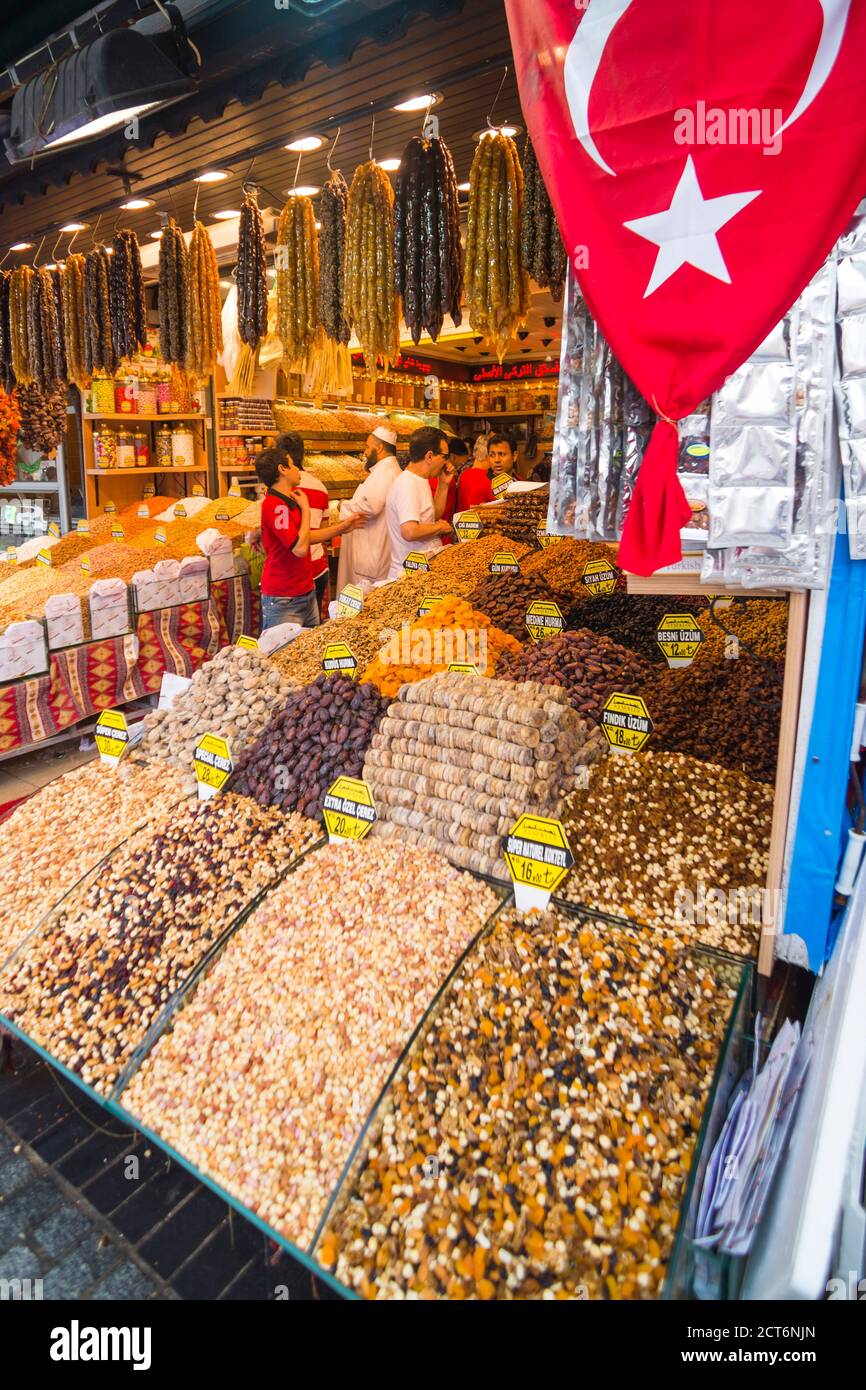 Dried fruit and nuts for sale at The Grand Bazaar, the largest market ...