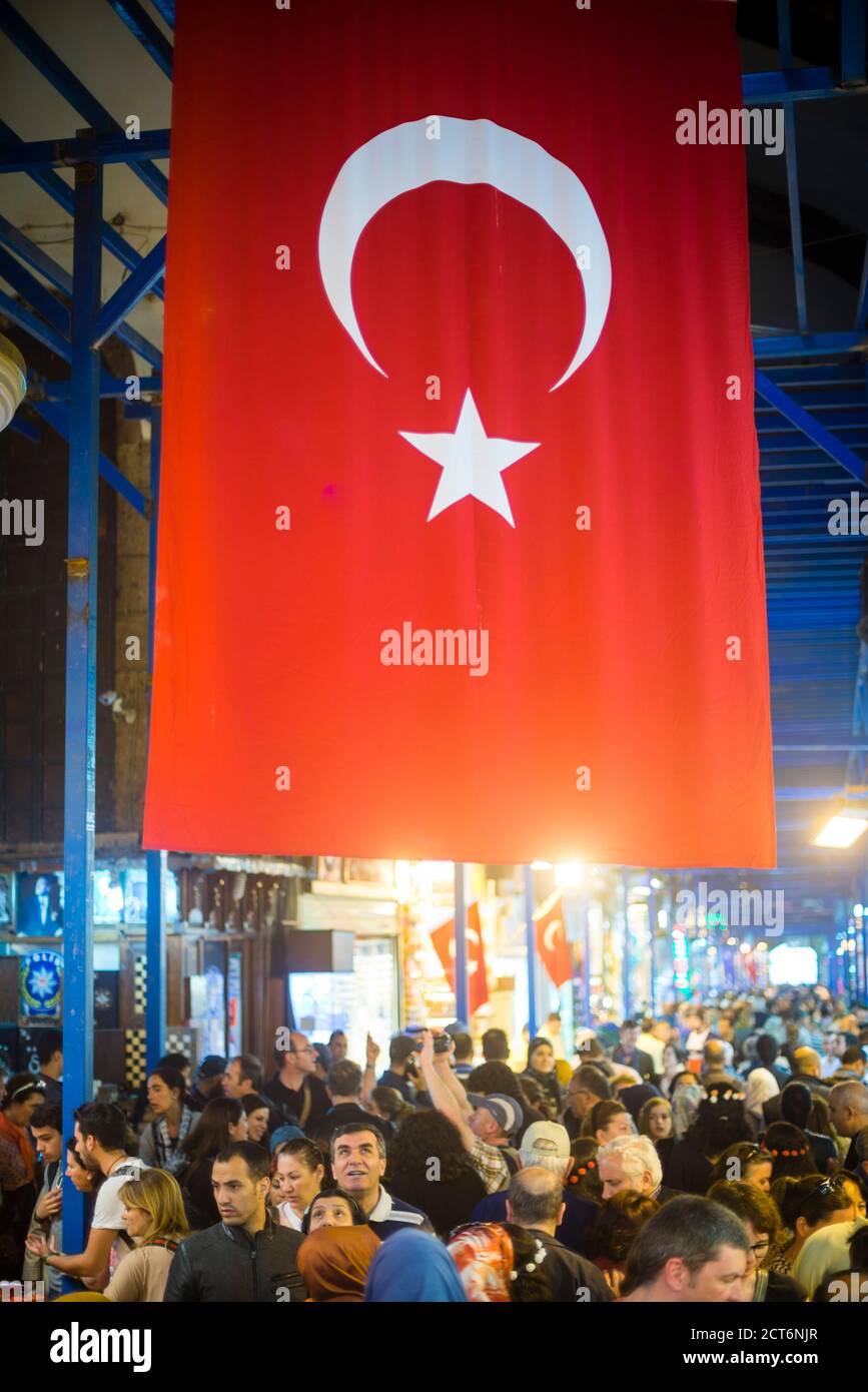 Turkish Flag in The Grand Bazaar, the largest market in Istanbul ...