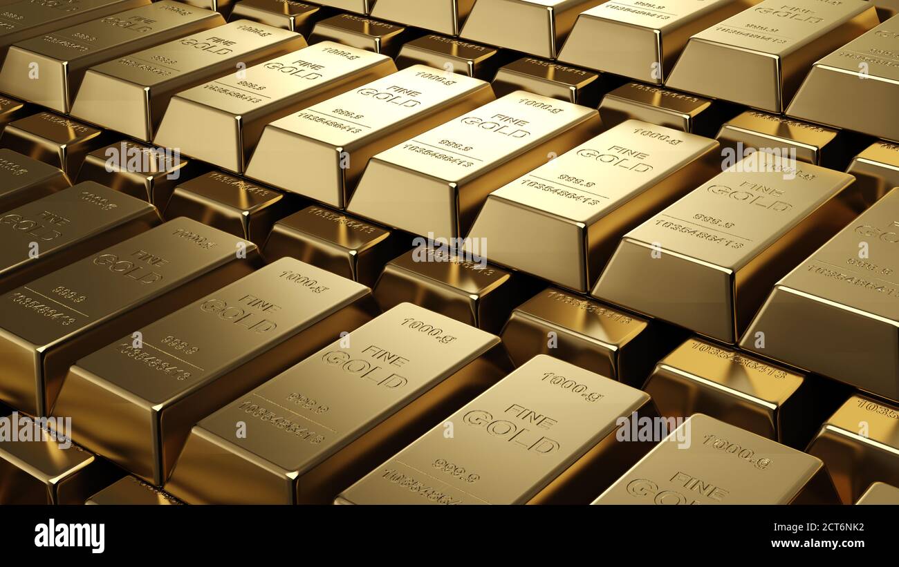 3d gold bar stack close hi-res stock photography and images - Alamy