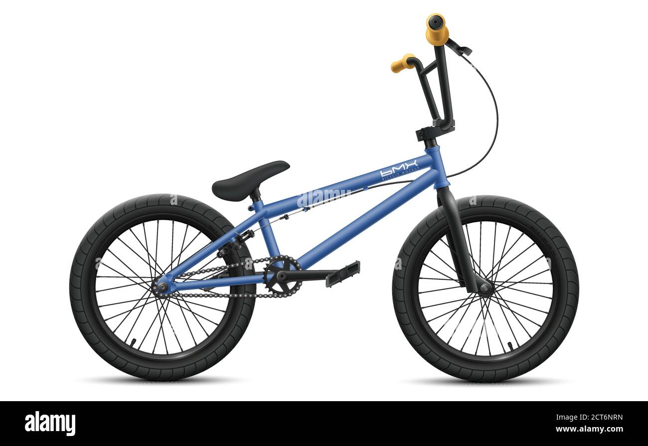 Blue BMX bicycle mockup - right side view. Vector illustration of ...