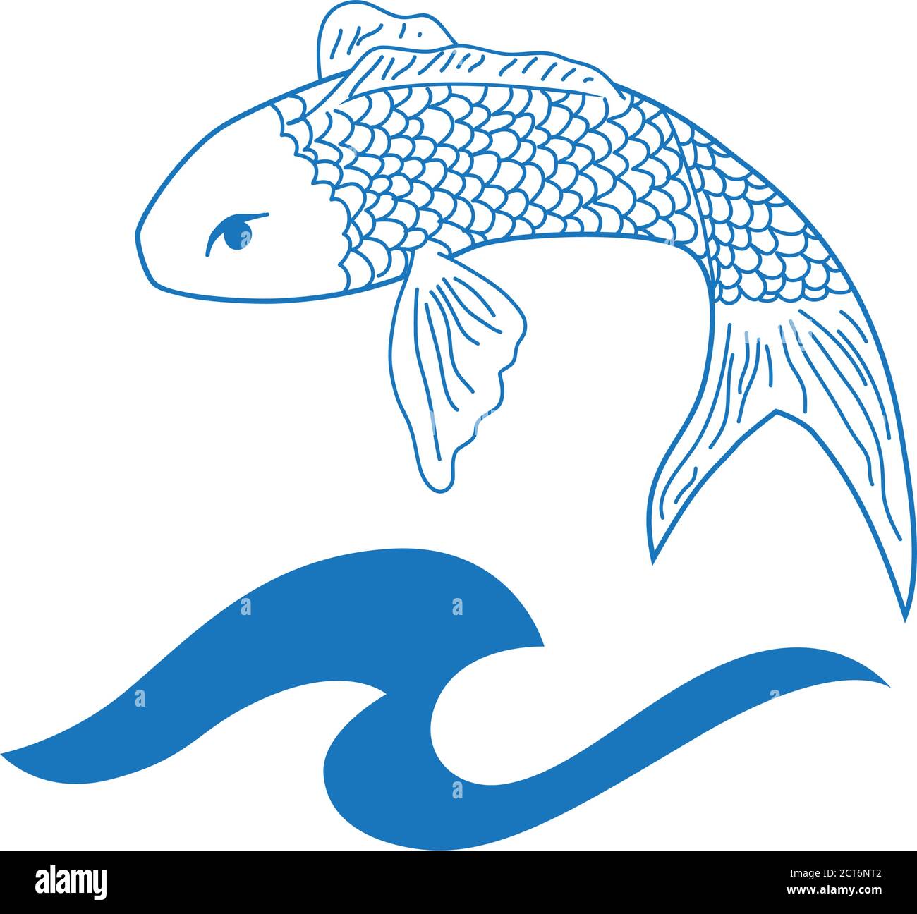 blue fish and ocean wave Stock Vector Image & Art - Alamy