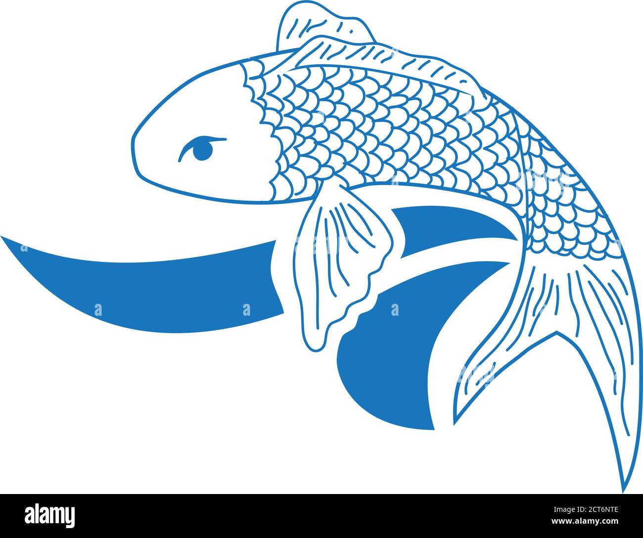 blue fish and ocean wave Stock Vector Image & Art - Alamy