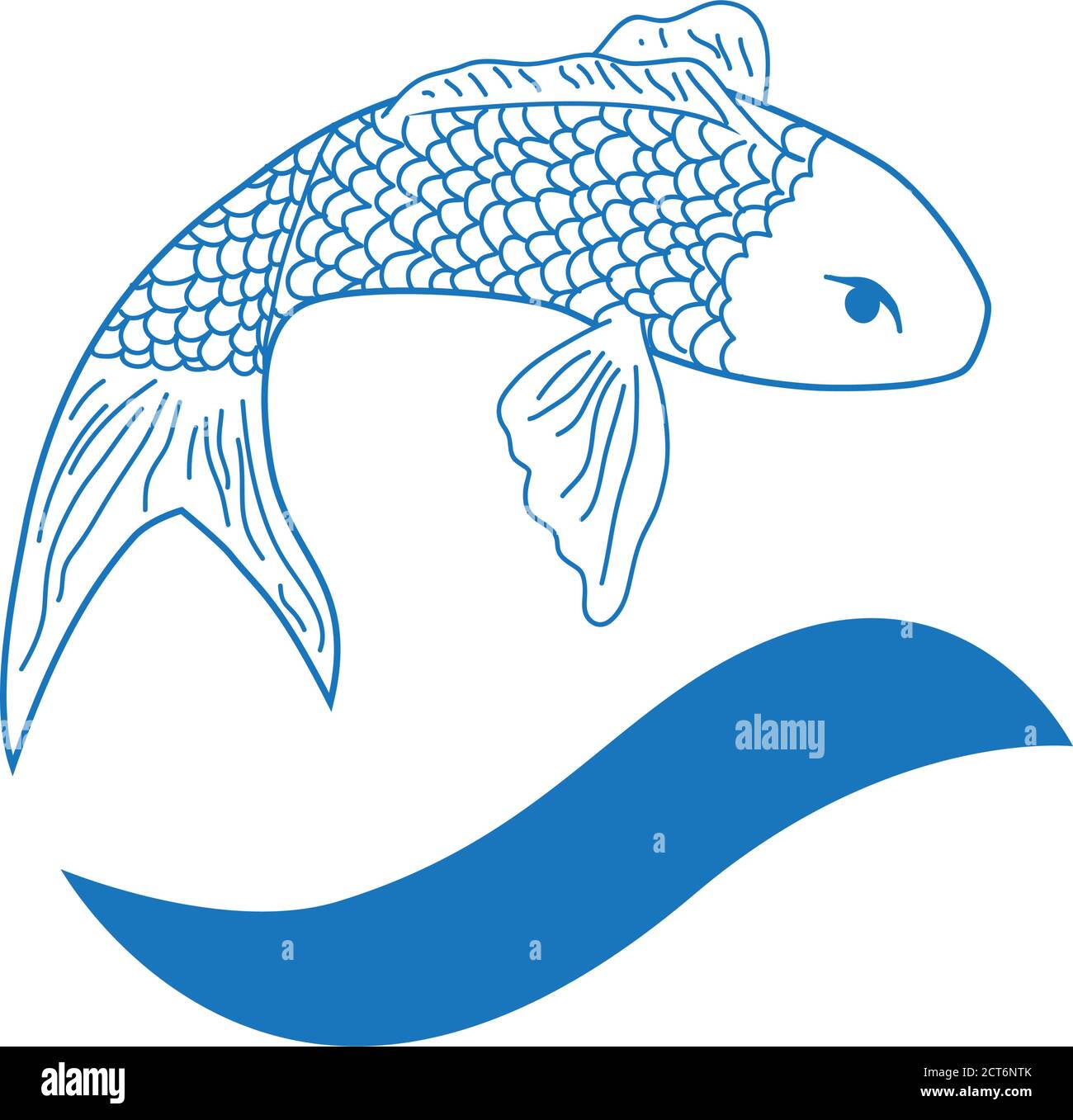 blue fish and ocean wave Stock Vector Image & Art - Alamy