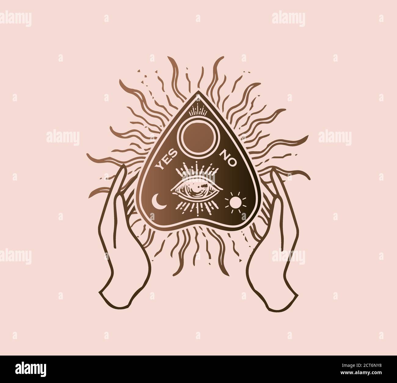 Ouija planchette with eye of providence line art, vector illustration ...