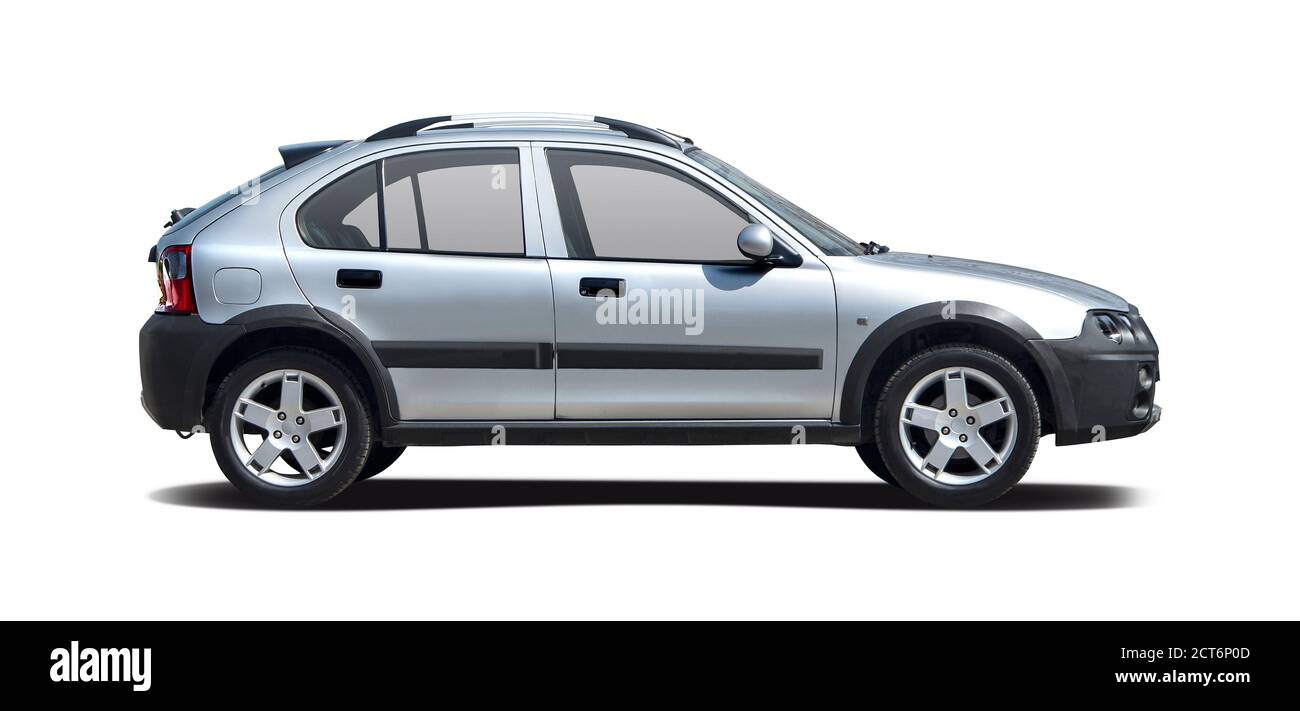 British cross hatchback car side view isolated on white Stock Photo - Alamy
