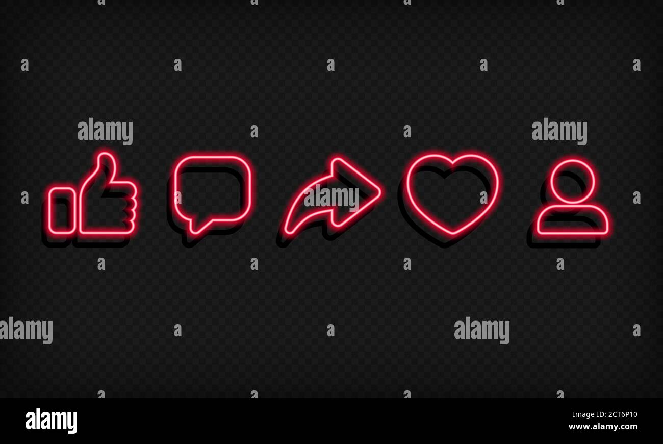 Like, comment, share, repost, follower sign. Social network concept ...