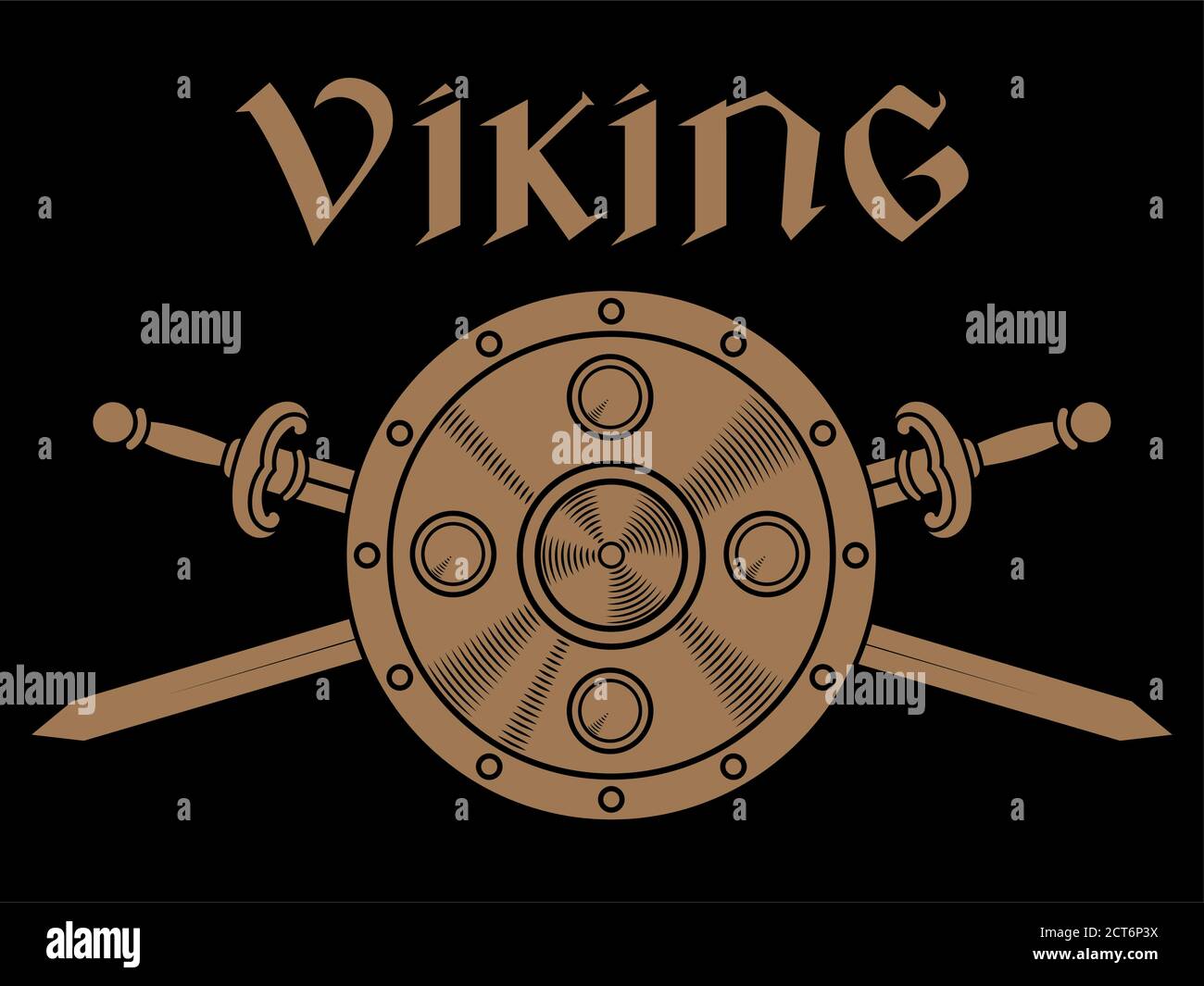 Old Norse, Viking design. Two crossed battle Viking swords, and viking ...