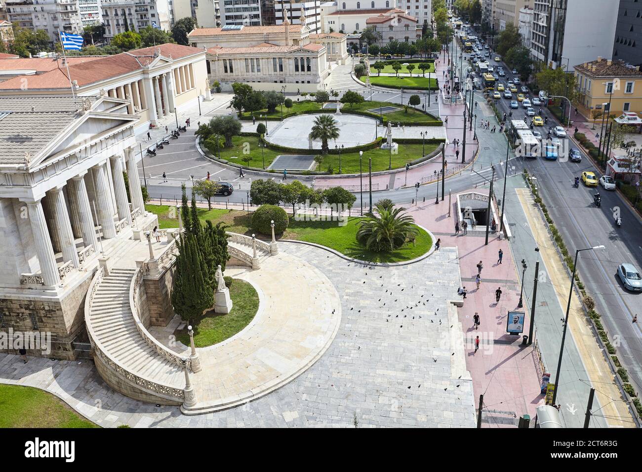 Athens academy and library, aerial photo Stock Photo - Alamy