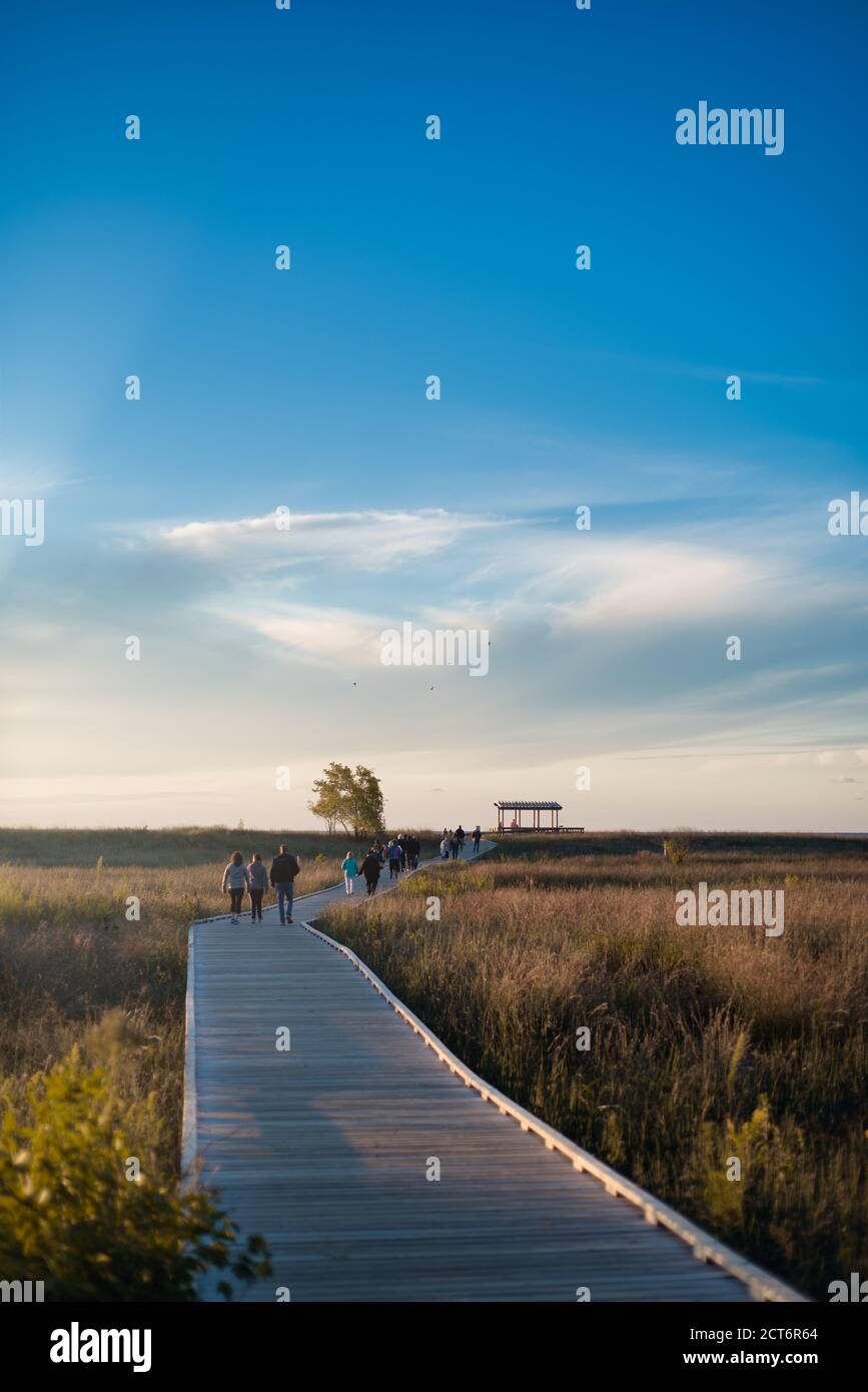 Headlands state park walkway through the marsh in mentor ohio Stock ...