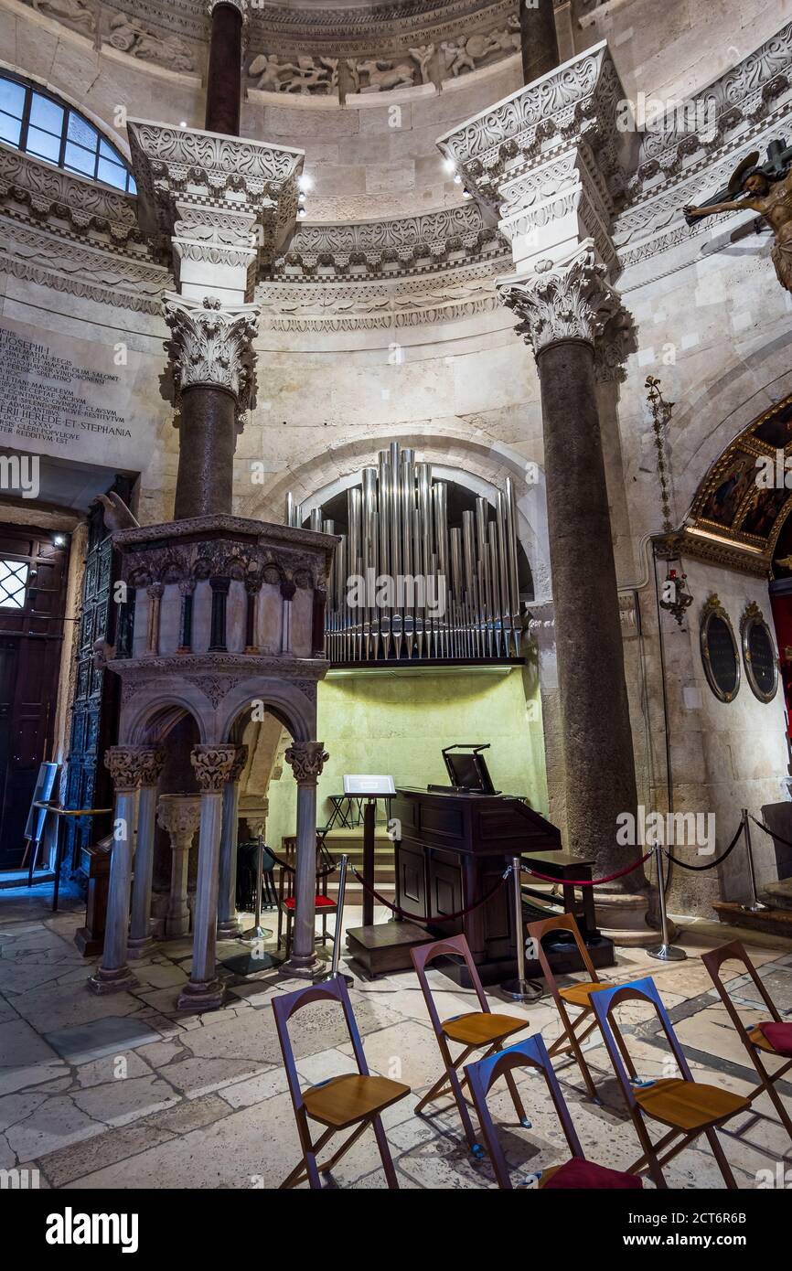 The interior of the ancient Cathedral of Saint Domnius in the ...