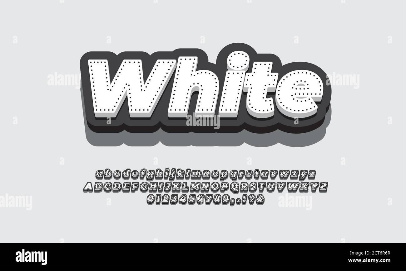 modern 3d white black strip line font effect or text effect Stock ...