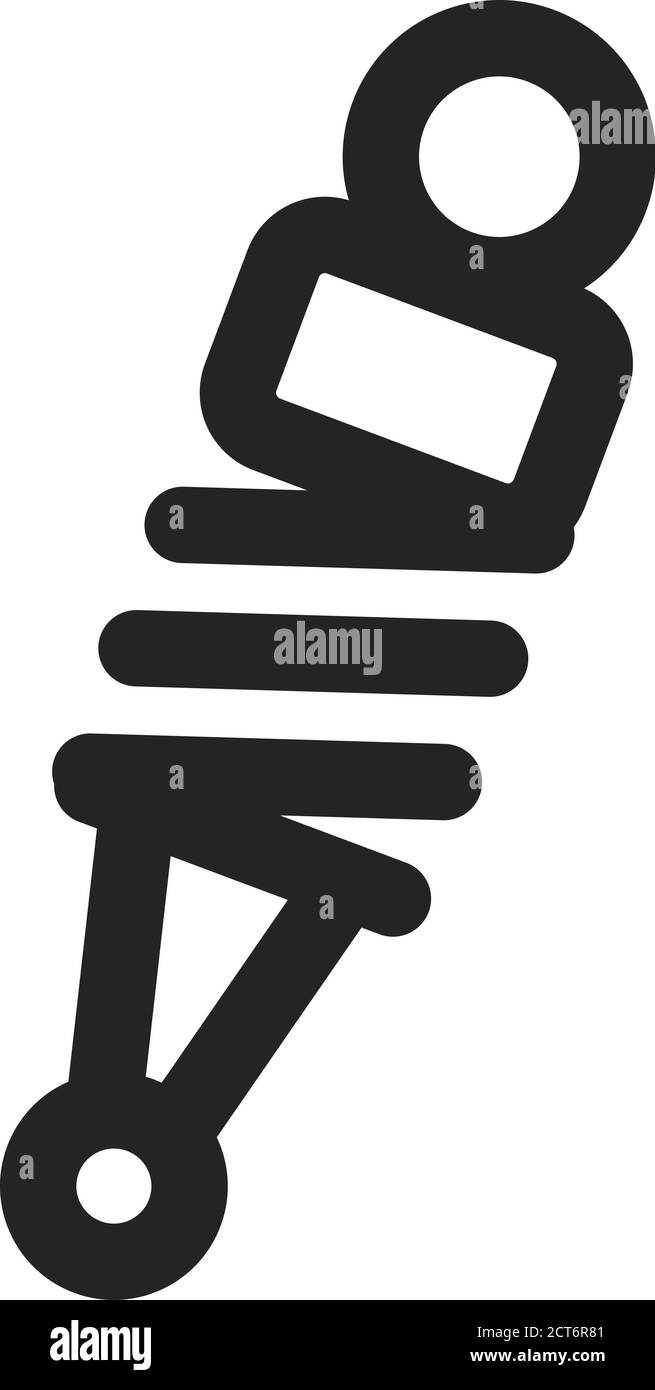 Shock absorber icon in thick outline style. Black and white monochrome ...