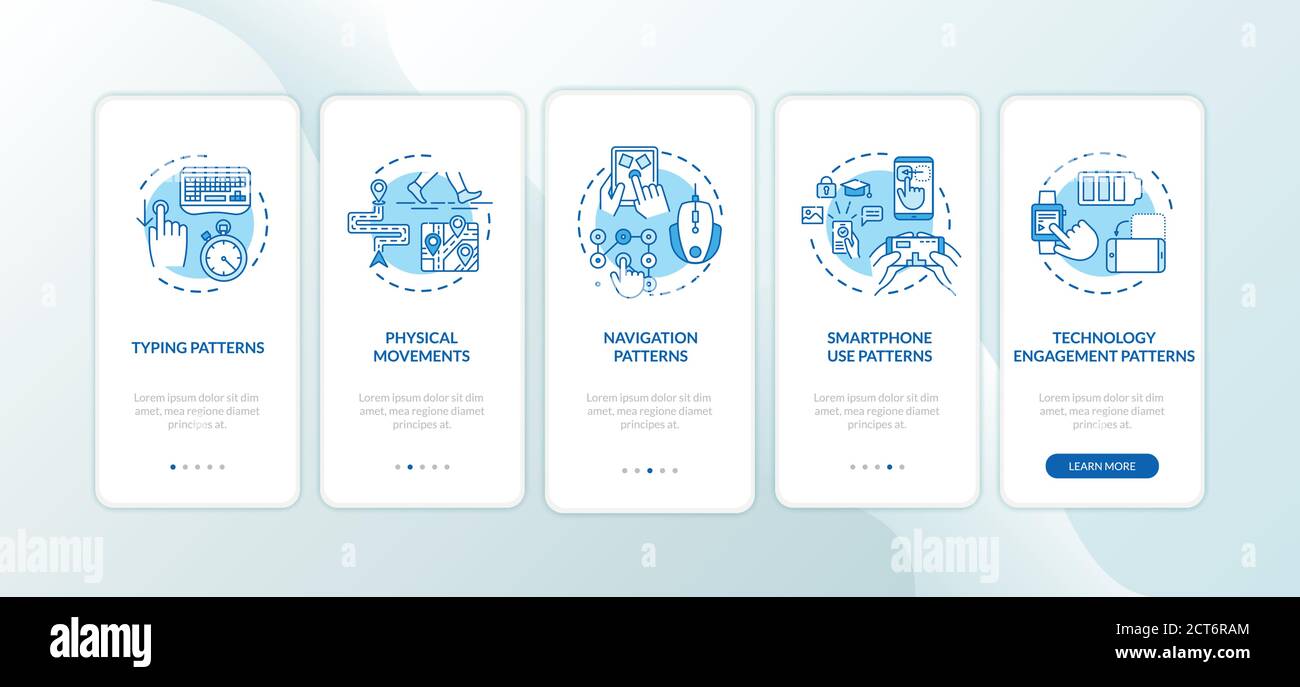 Behavior metrics elements onboarding mobile app page screen with concepts Stock Vector Image ...